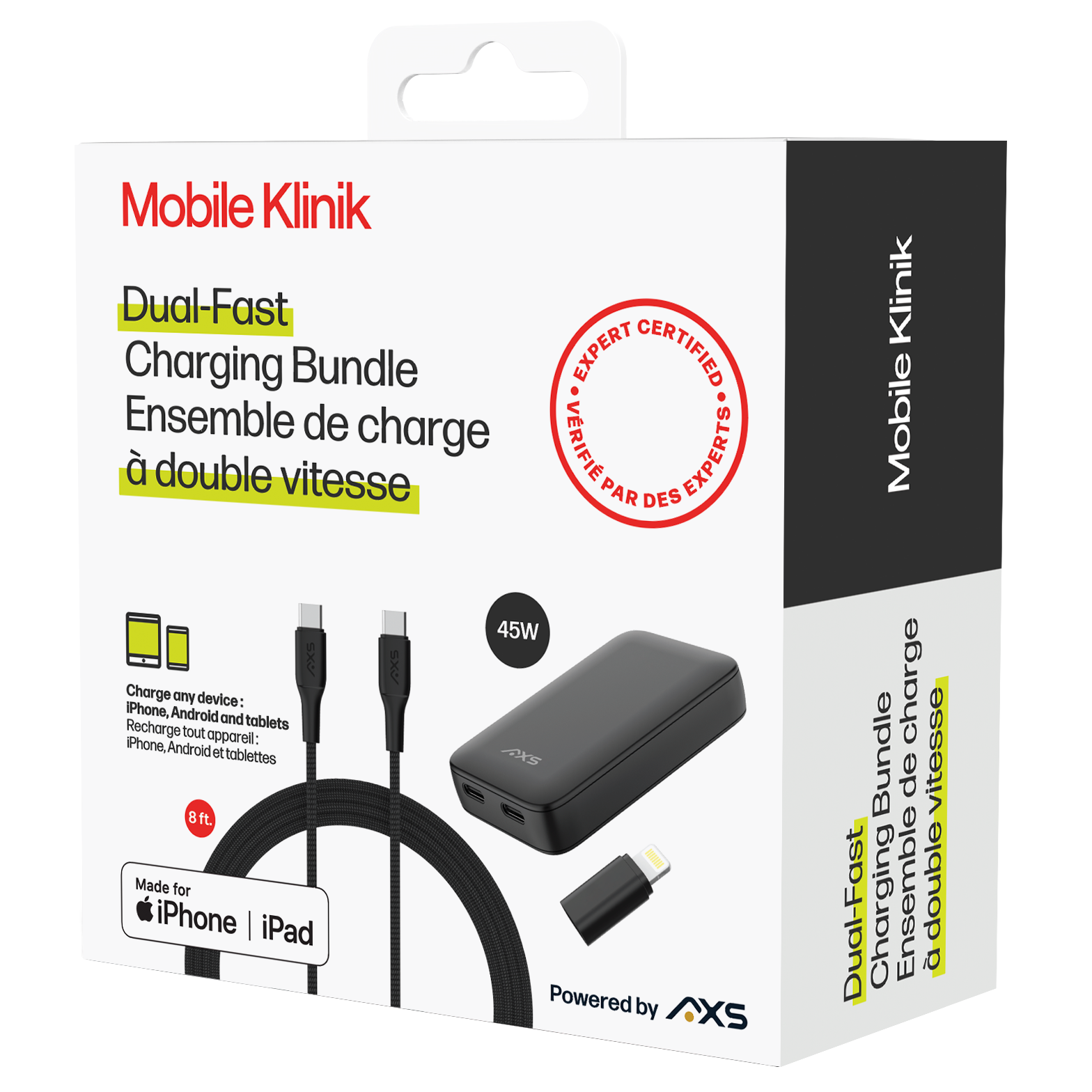 Mobile Klinik Dual-Fast - 8ft Braided Power Bundle Type C / Lightning